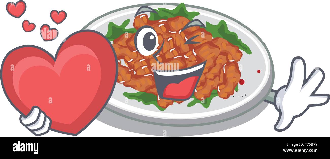 With heart sesame chicken in a cartoon bowl Stock Vector Image & Art ...