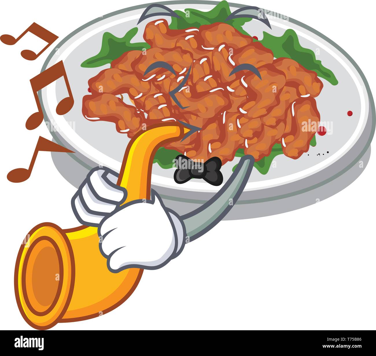 With trumpet sesame chicken in a cartoon bowl Stock Vector Image & Art ...