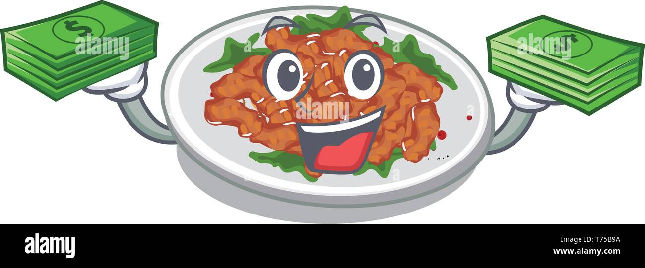 With money bag sesame chicken in a cartoon bowl Stock Vector Image ...