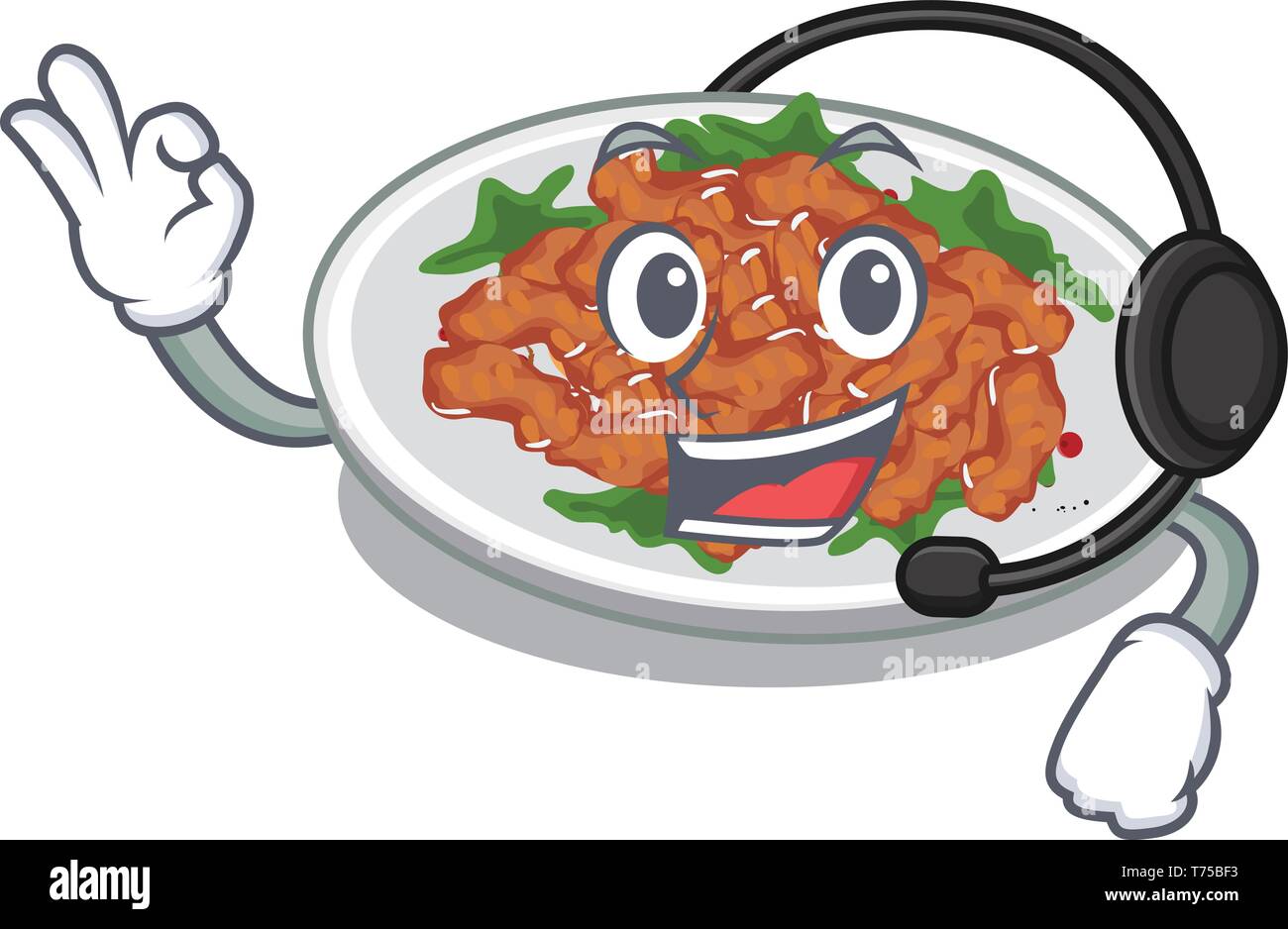 With headphone sesame chicken in the character shape Stock Vector Image ...