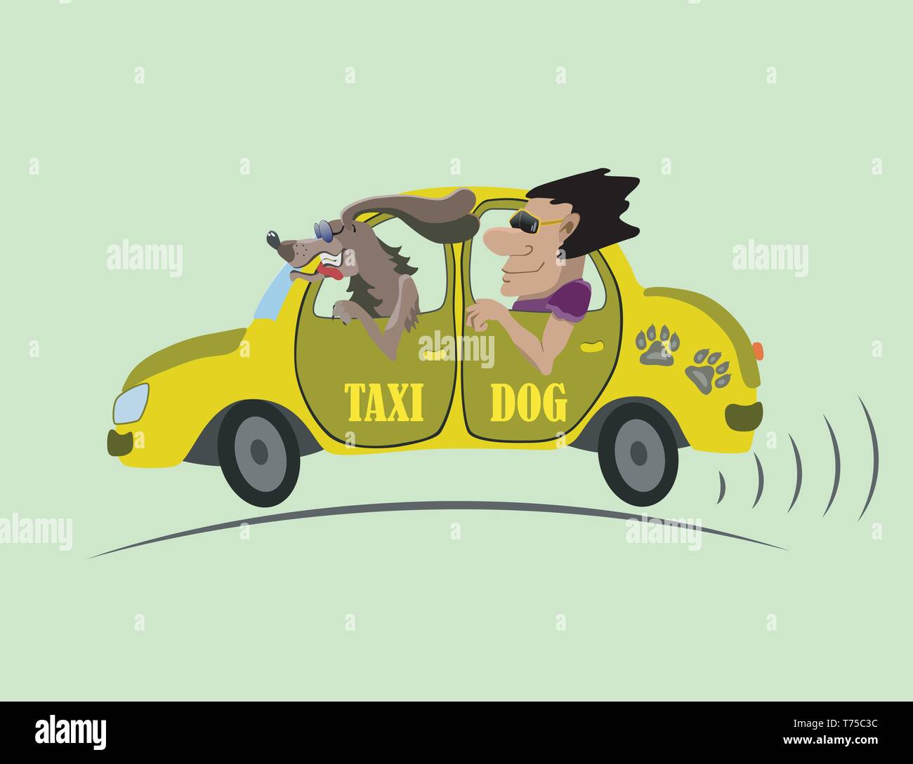 Dog taxi driver to take the customer to the address Stock Vector Image ...