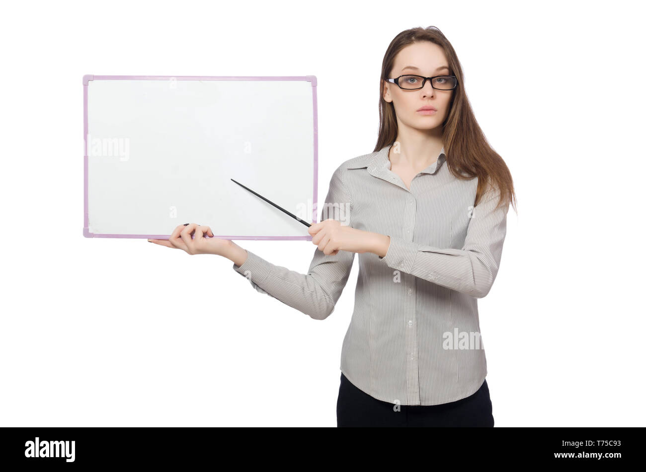 Teacher explaining on white Cut Out Stock Images & Pictures - Alamy
