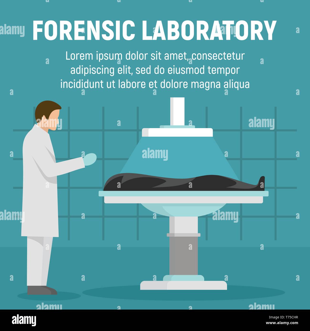 Forensic laboratory concept background. Flat illustration of forensic ...