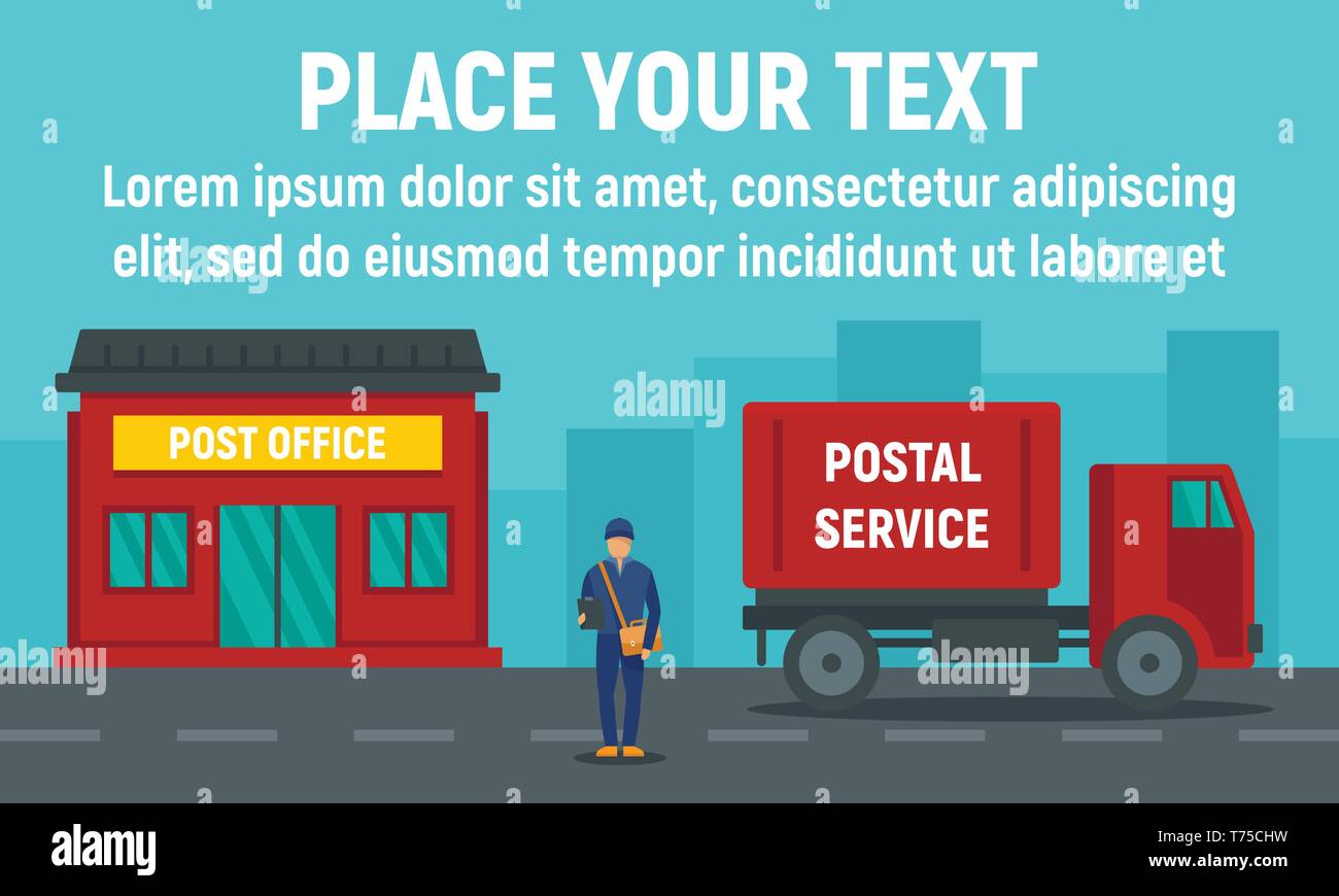 Post office, postal service concept banner. Flat illustration of post ...