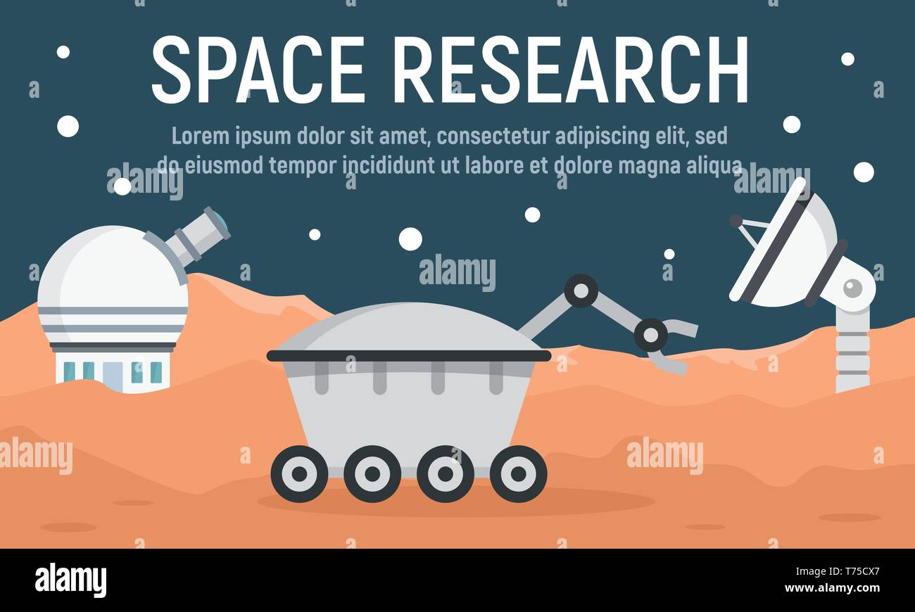 Planet space research concept banner. Flat illustration of planet space ...