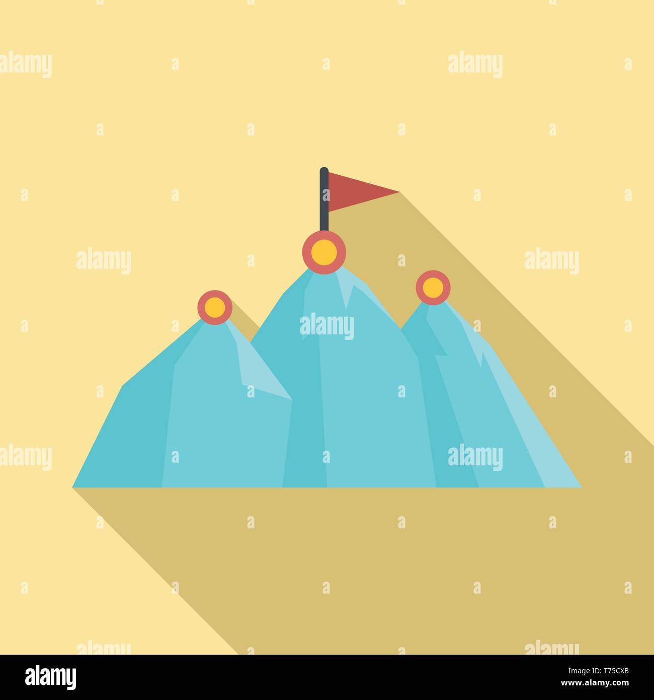 Business mountains target icon. Flat illustration of business mountains ...