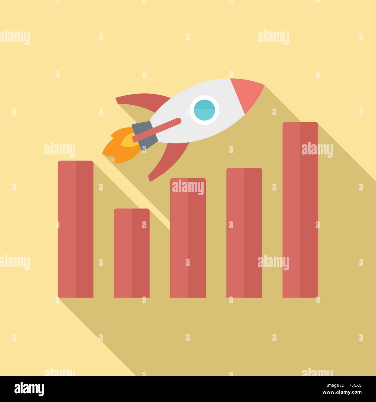 Rocket graph up icon. Flat illustration of rocket graph up vector icon ...