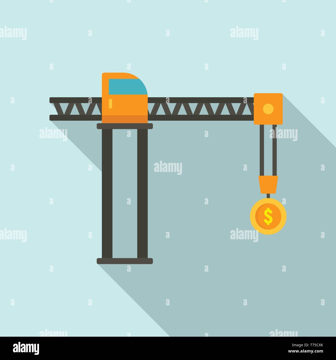 Money crane management icon. Flat illustration of money crane ...