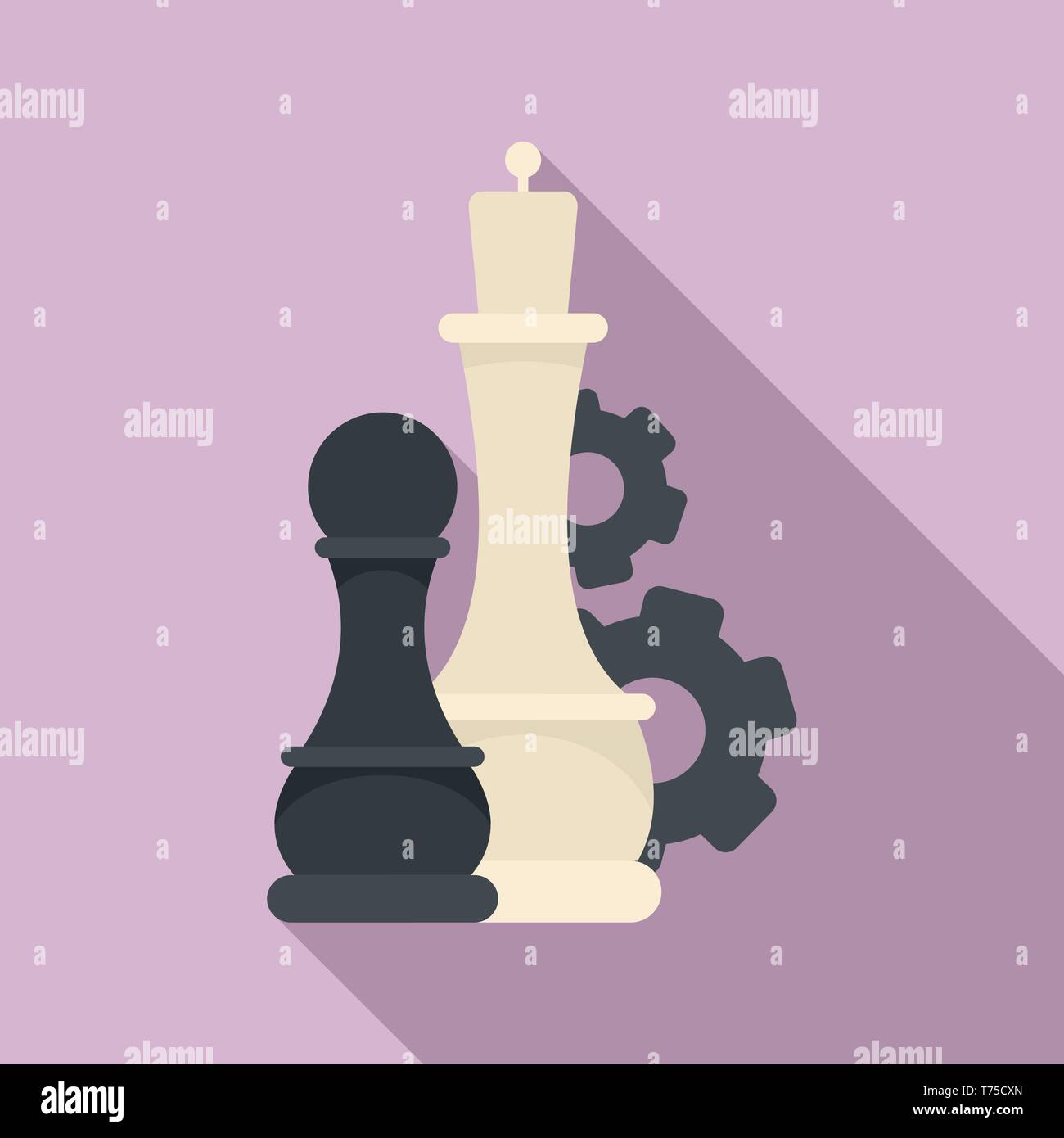 Chess logic gear icon. Flat illustration of chess logic gear vector ...