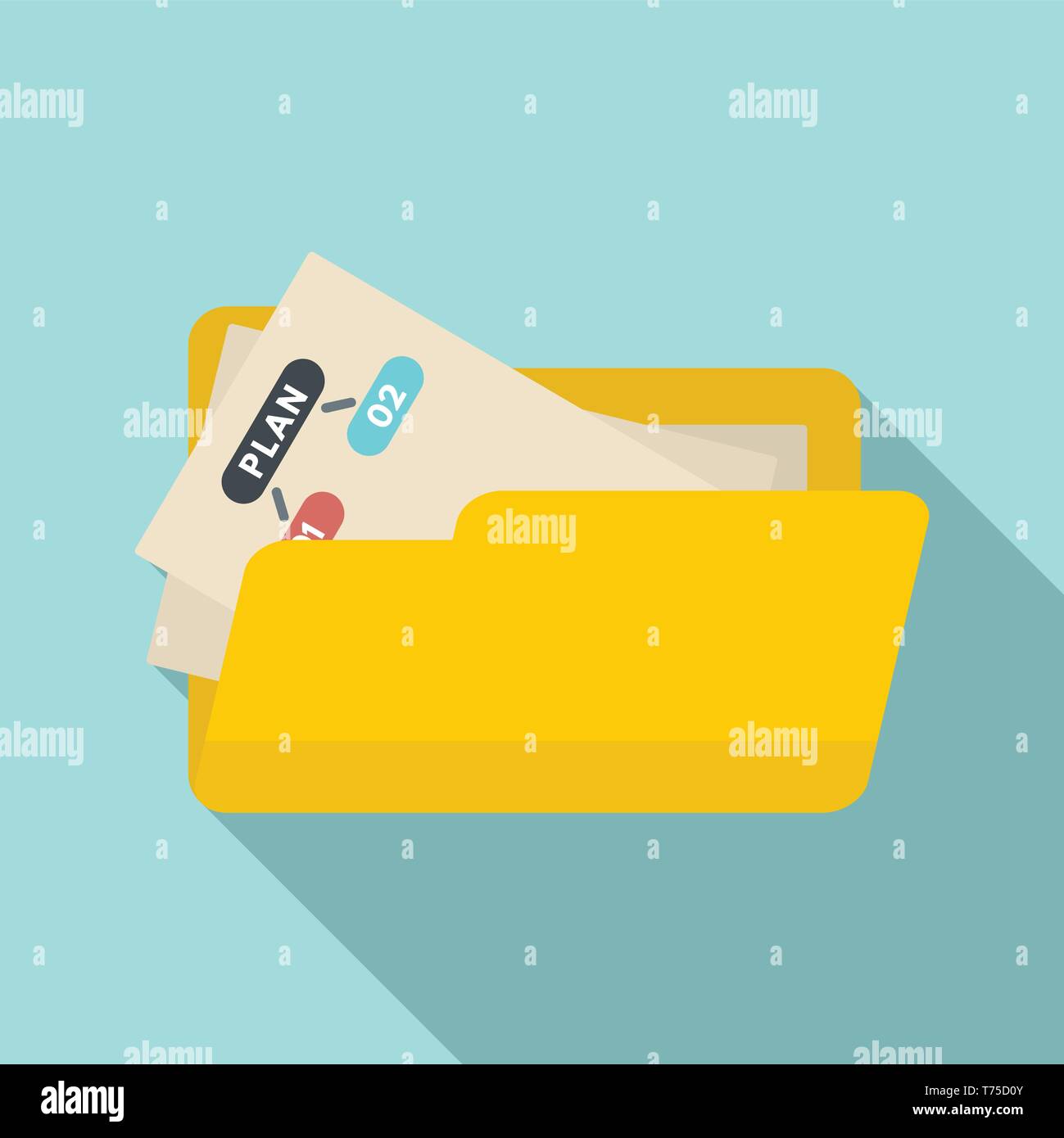 File folder management icon. Flat illustration of file folder ...