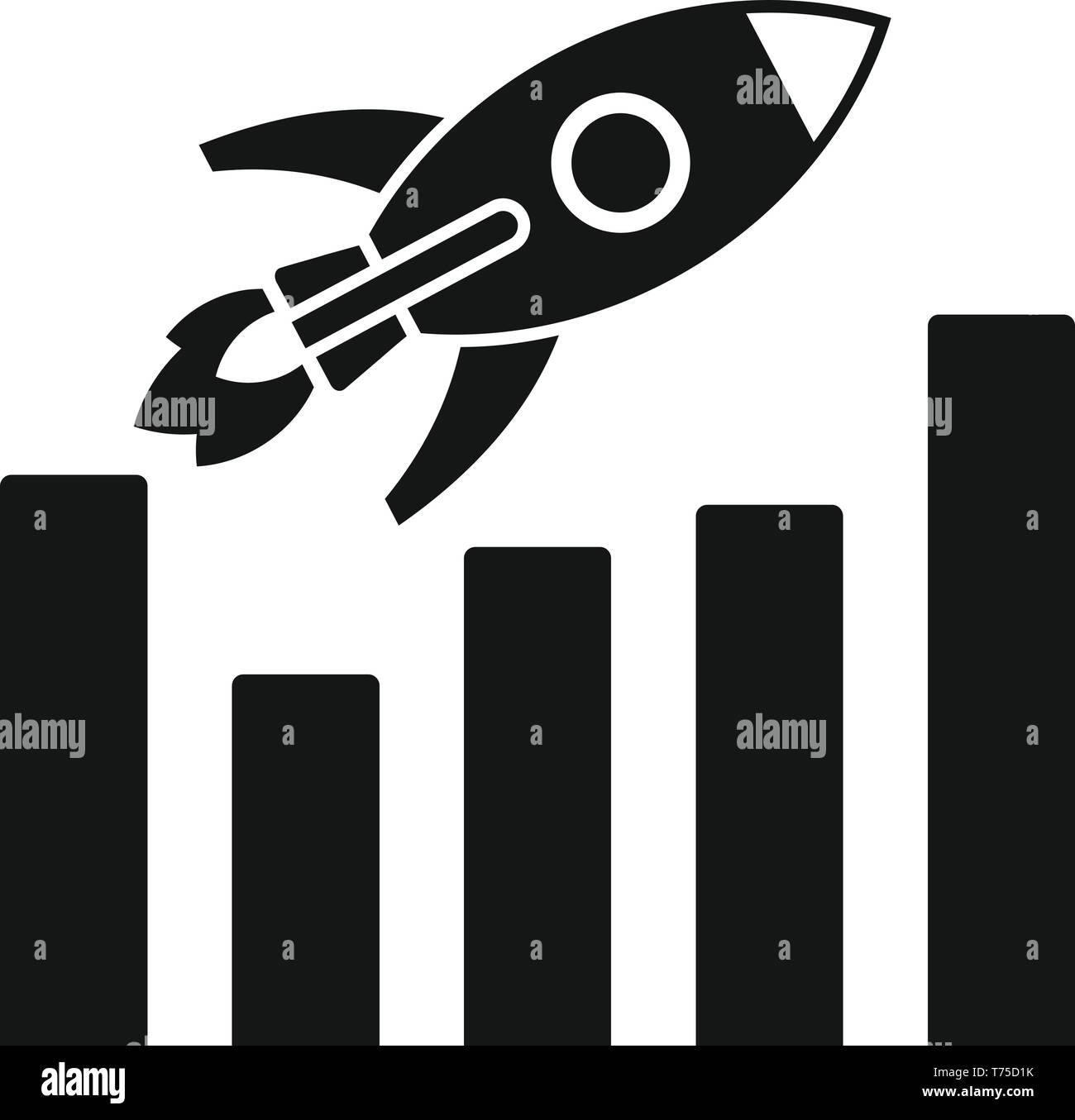 Rocket graph up icon. Simple illustration of rocket graph up vector ...