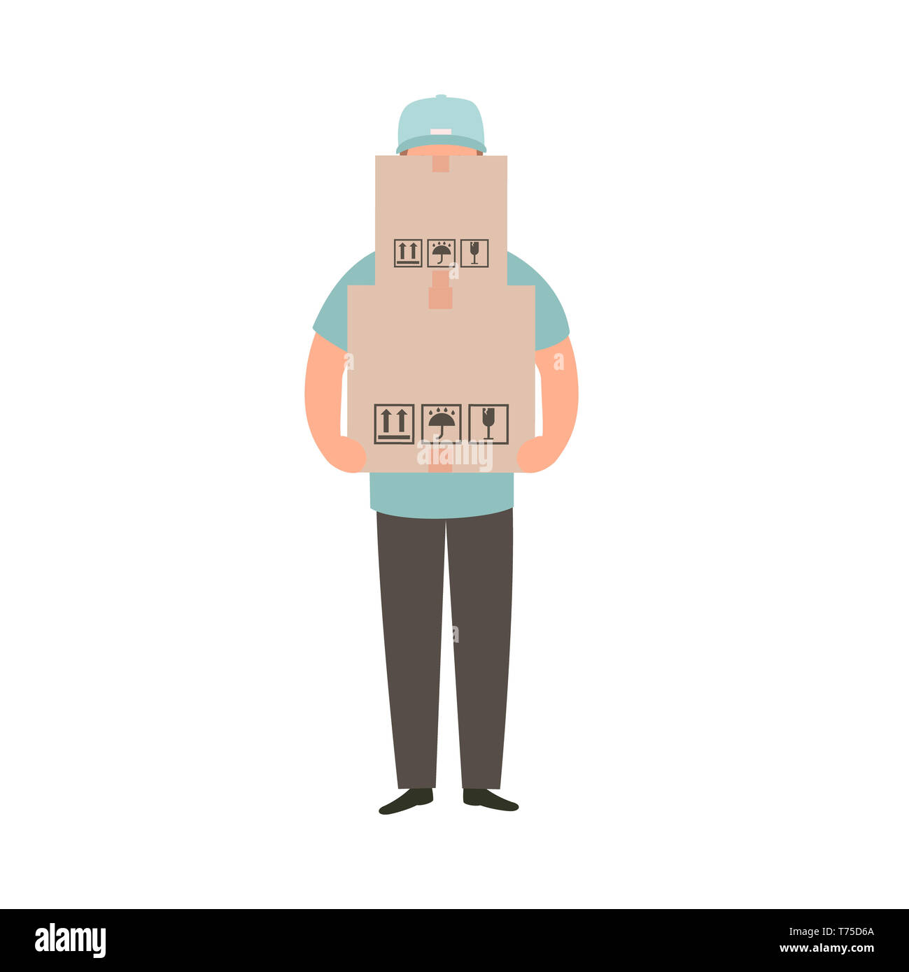 Delivery guy holding boxes with an order. Deliveryman brought purchases ...