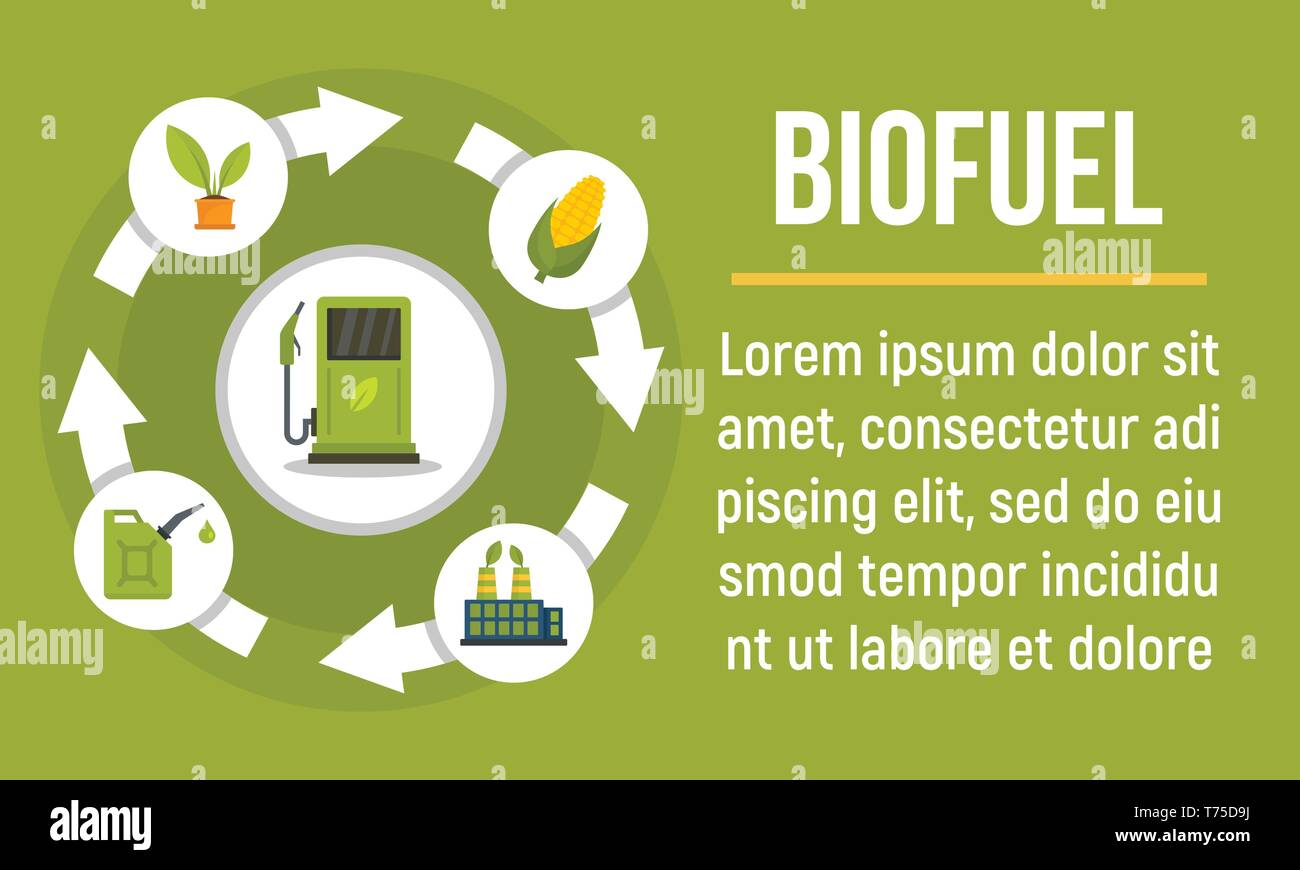 Biofuel concept banner. Flat illustration of biofuel vector concept ...
