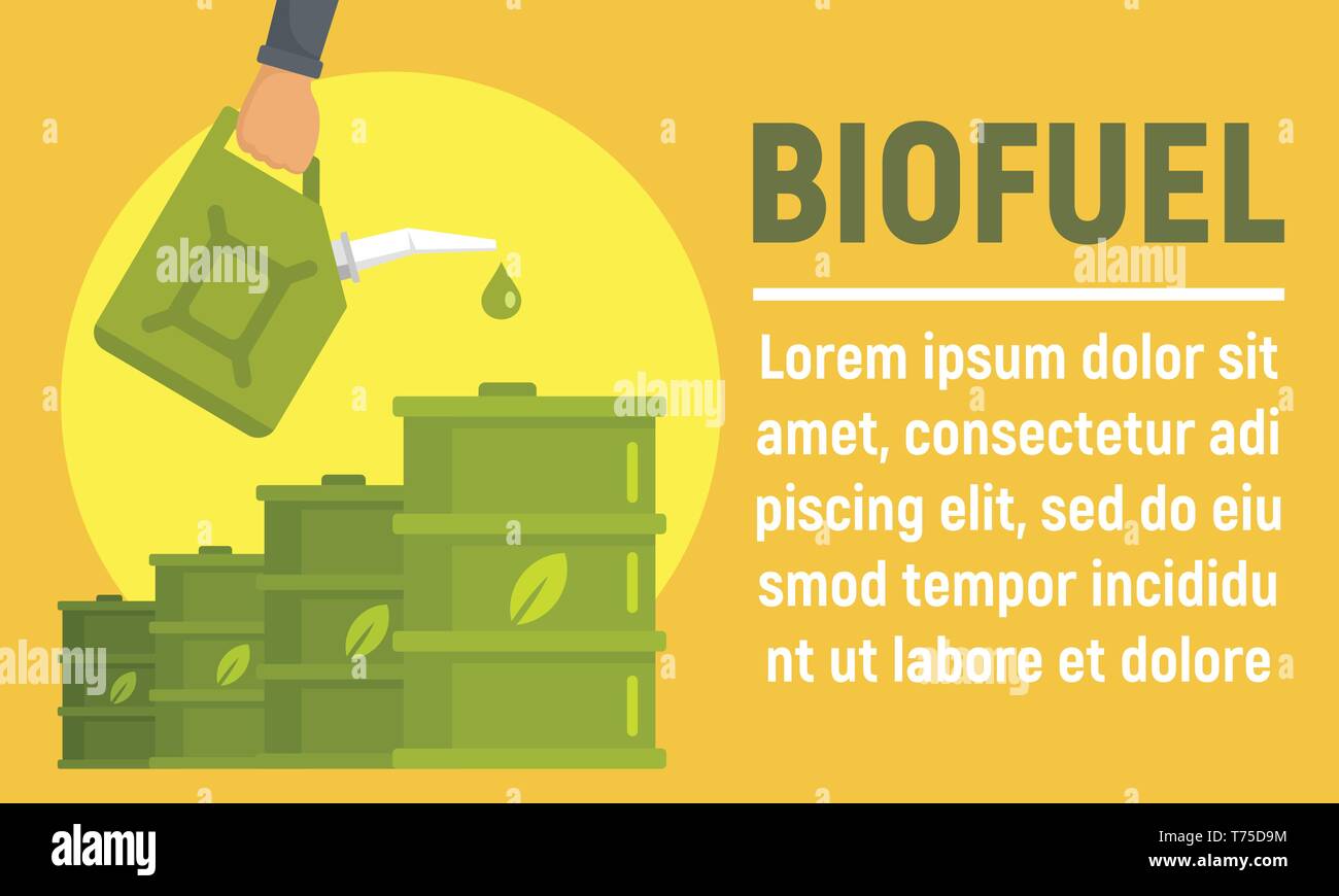 Biofuel barrel concept banner. Flat illustration of biofuel barrel ...