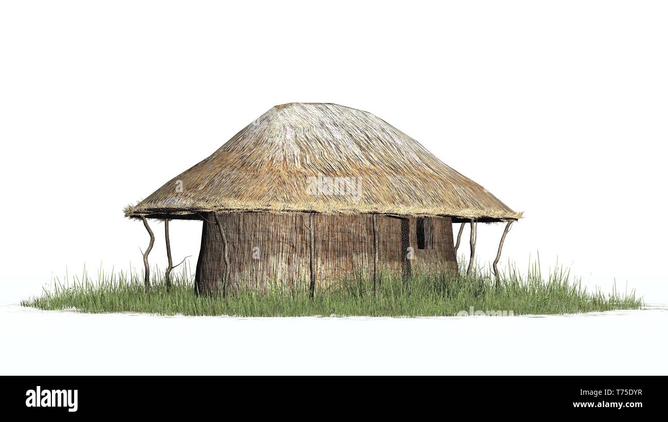 Thatched hut on wooden Cut Out Stock Images & Pictures - Alamy