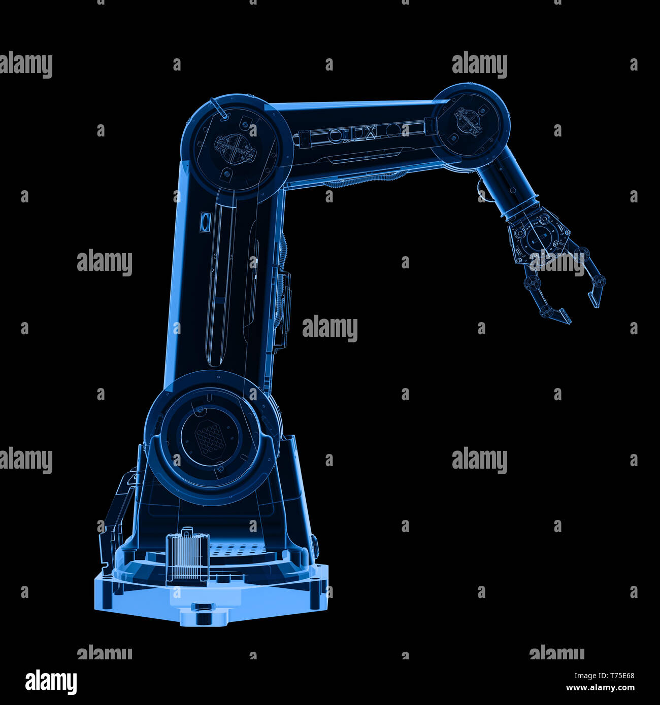Automation factory concept with 3d rendering x-ray robotic arm isolated ...