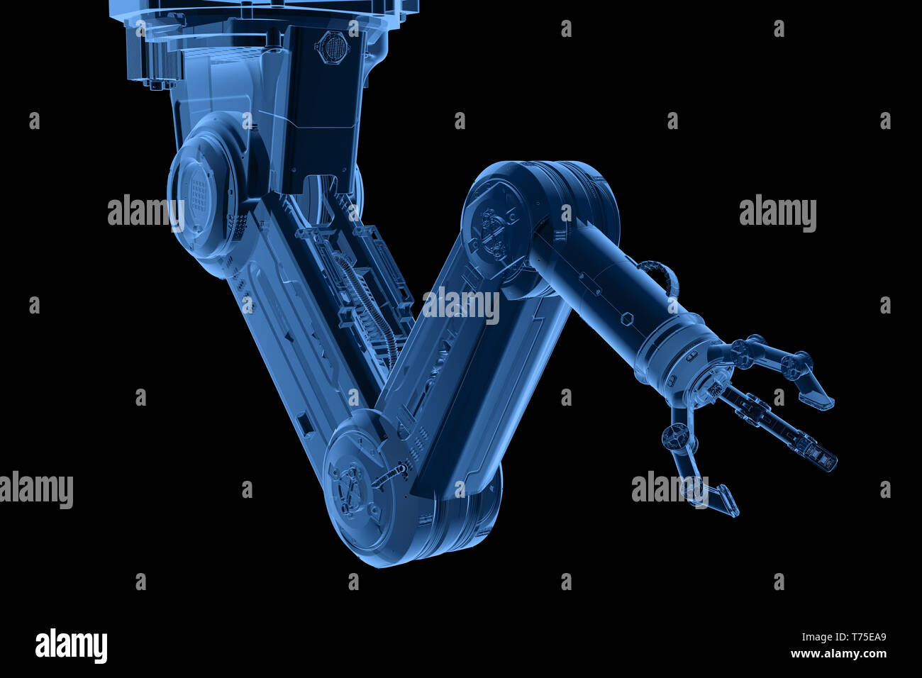 Automation factory concept with 3d rendering x-ray robotic arm isolated ...