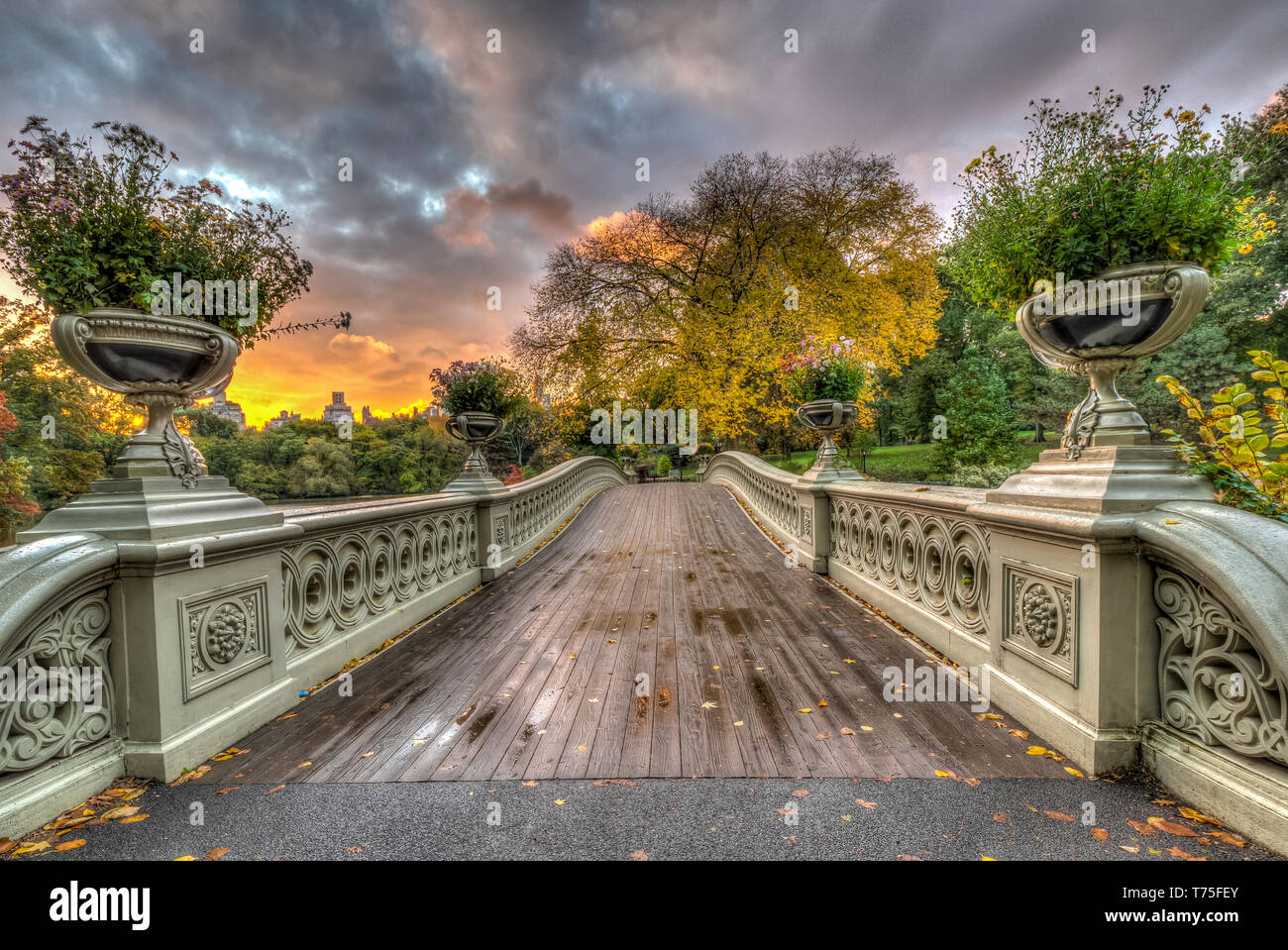 Bow Bridge in New York City, Central Park Manhattan in autumn Stock ...