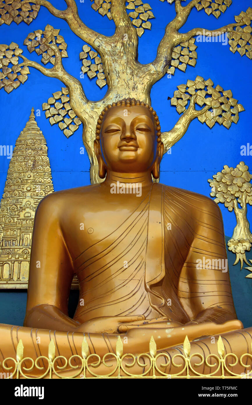 World Peace Stupa, Shanti Stupa, Statue of Buddha, Pokhara, Nepal Stock ...