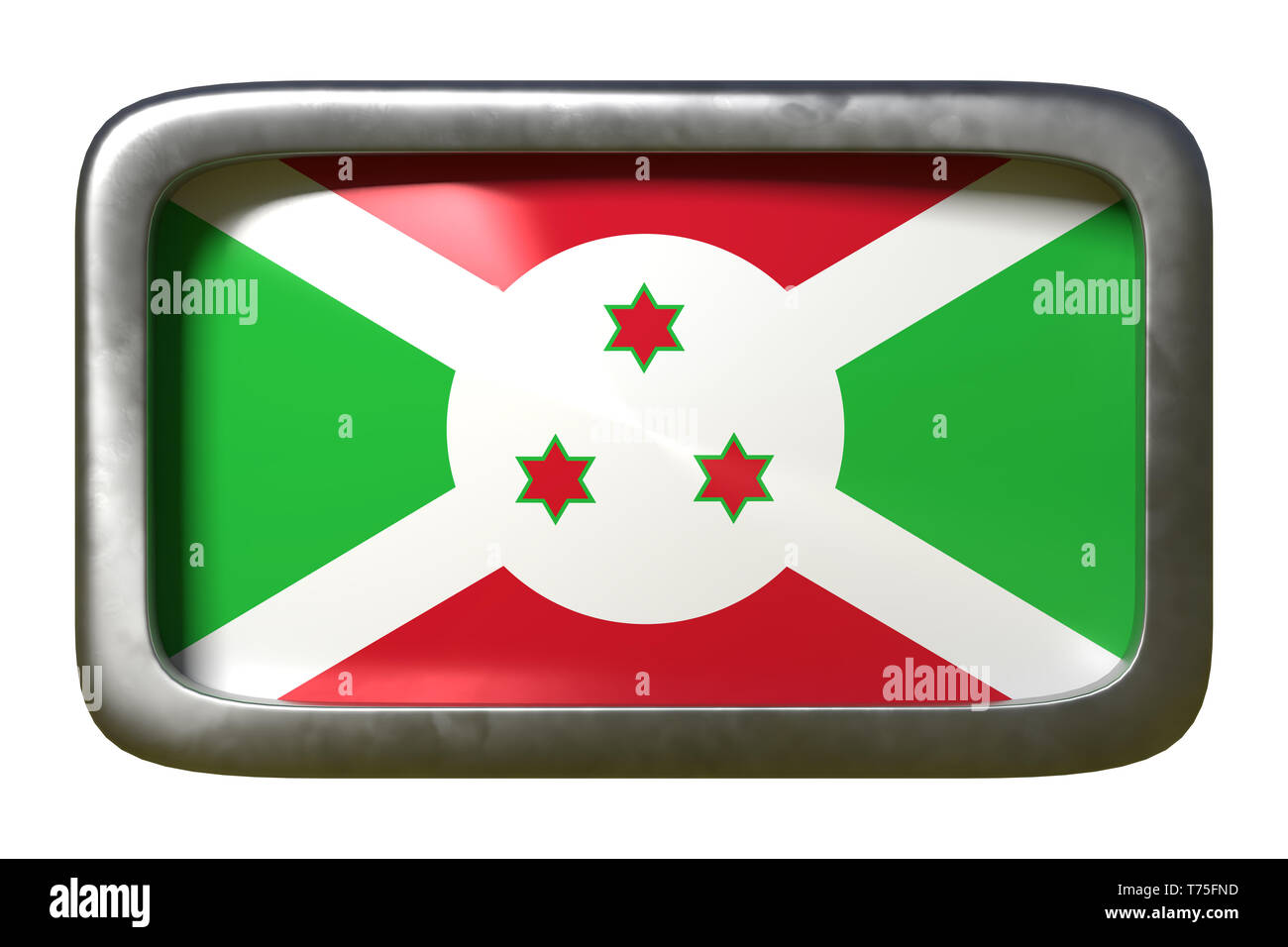 3d rendering of a Burundi flag on a rusty sign isolated on white ...