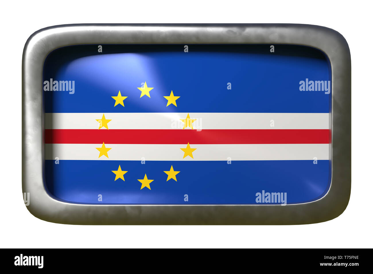 3d rendering of a Republic of Cape Verde flag on a rusty sign isolated ...