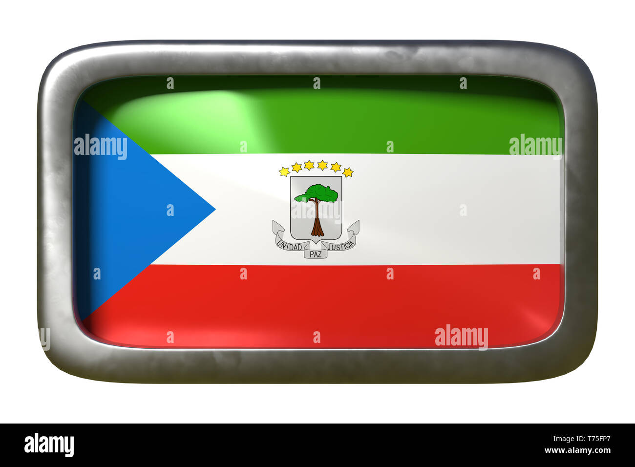 3d rendering of a Equatorial Guinea flag on a rusty sign isolated on ...