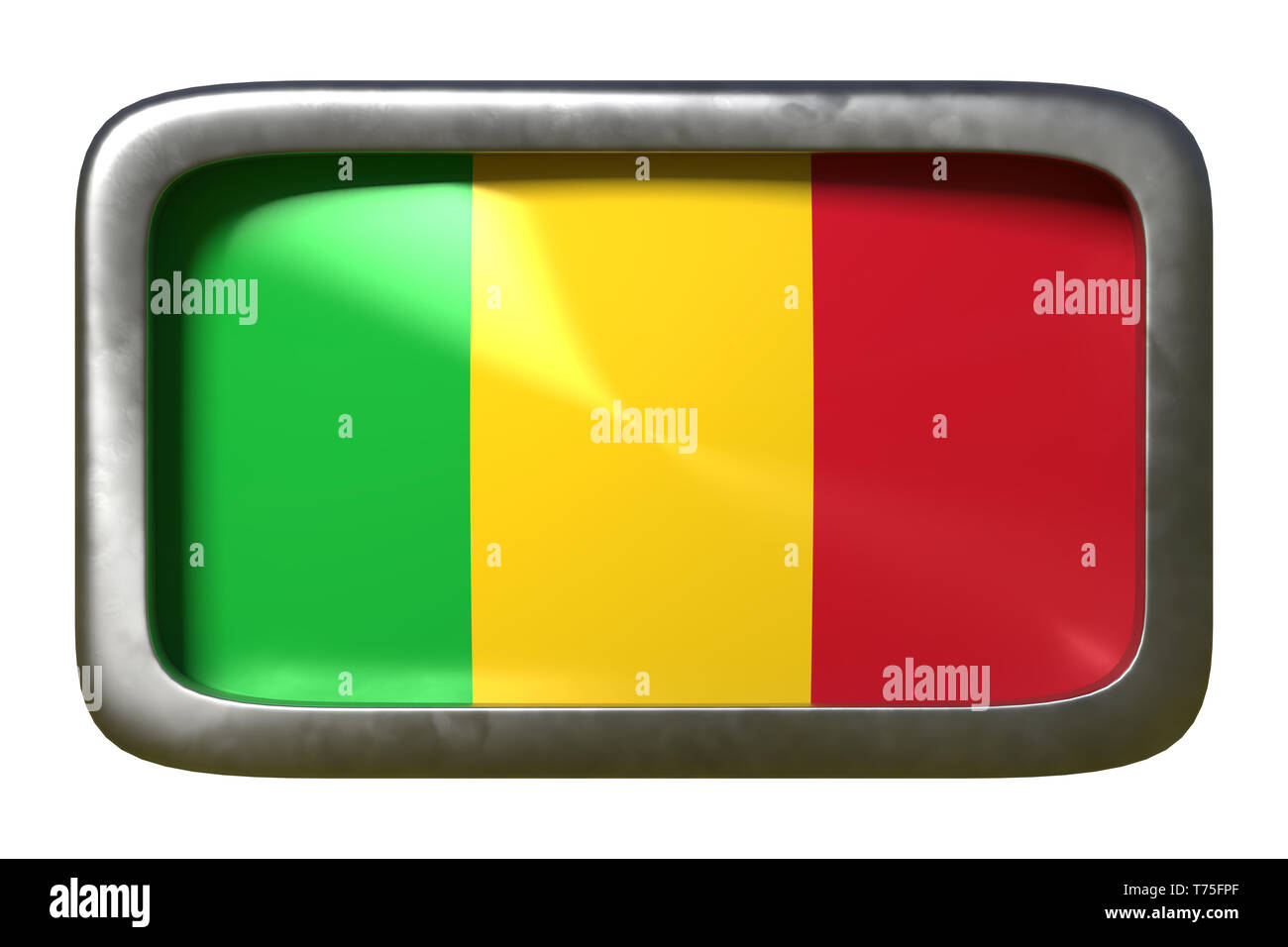 3d rendering of a Mali flag on a rusty sign isolated on white ...