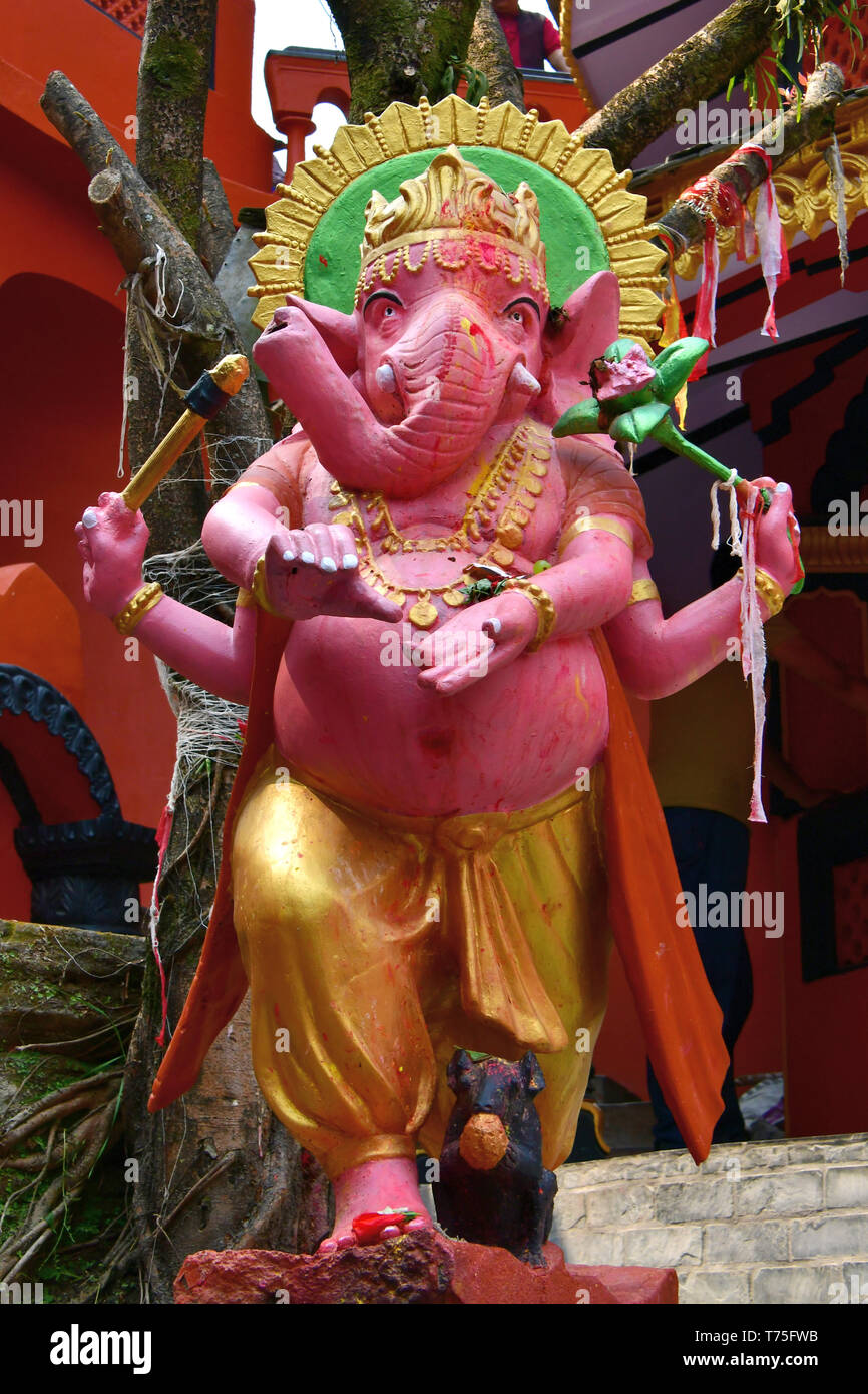 Statue of Ganesha, Entrance of Gupteshwar Mahadev Cave, Pokhara, Nepal ...