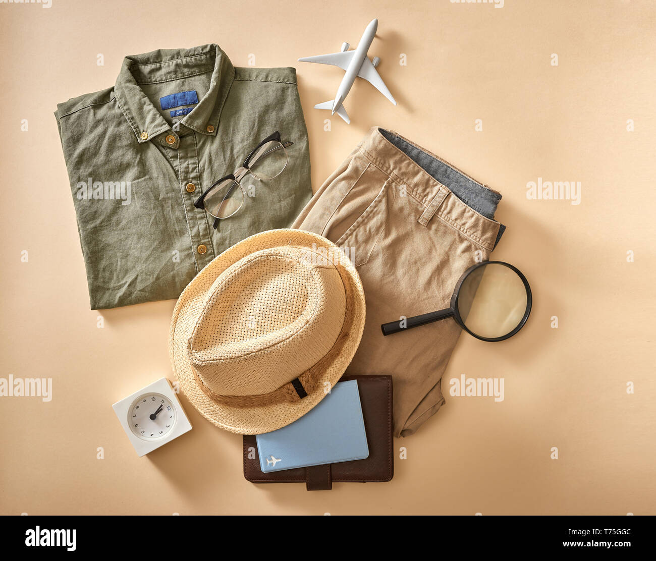 Summer vacation planning background. Preparing tourist stuff for a trip ...