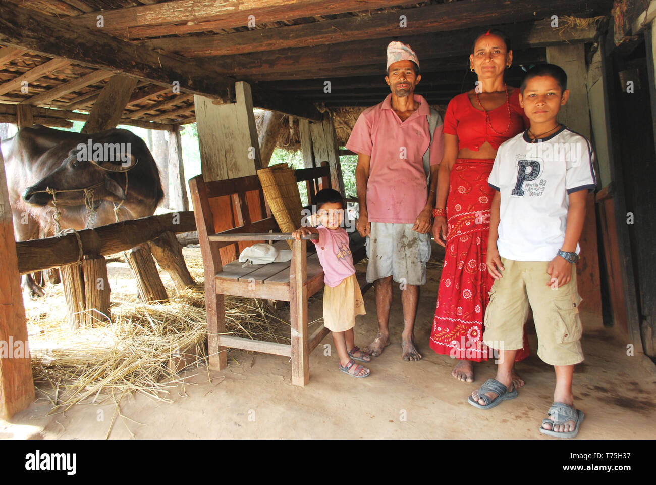 Peasant with family, Nepal - group of people and rural life Stock Photo ...