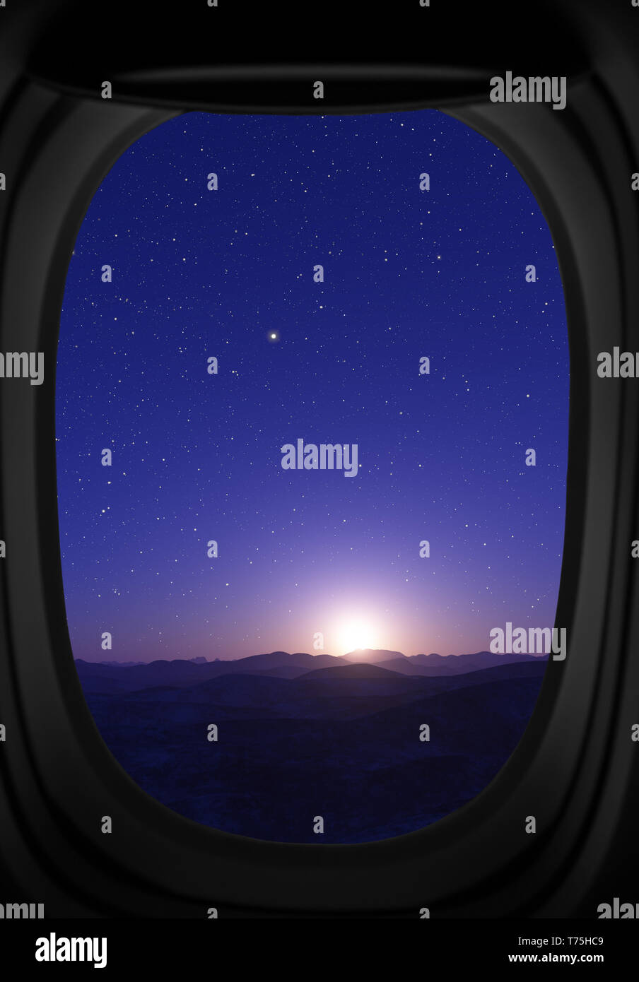 Window view on alien landscape Stock Photo - Alamy