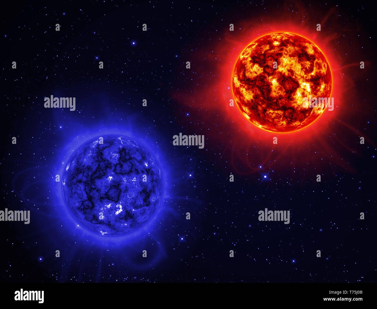Red And Blue Giant Stars In Space
