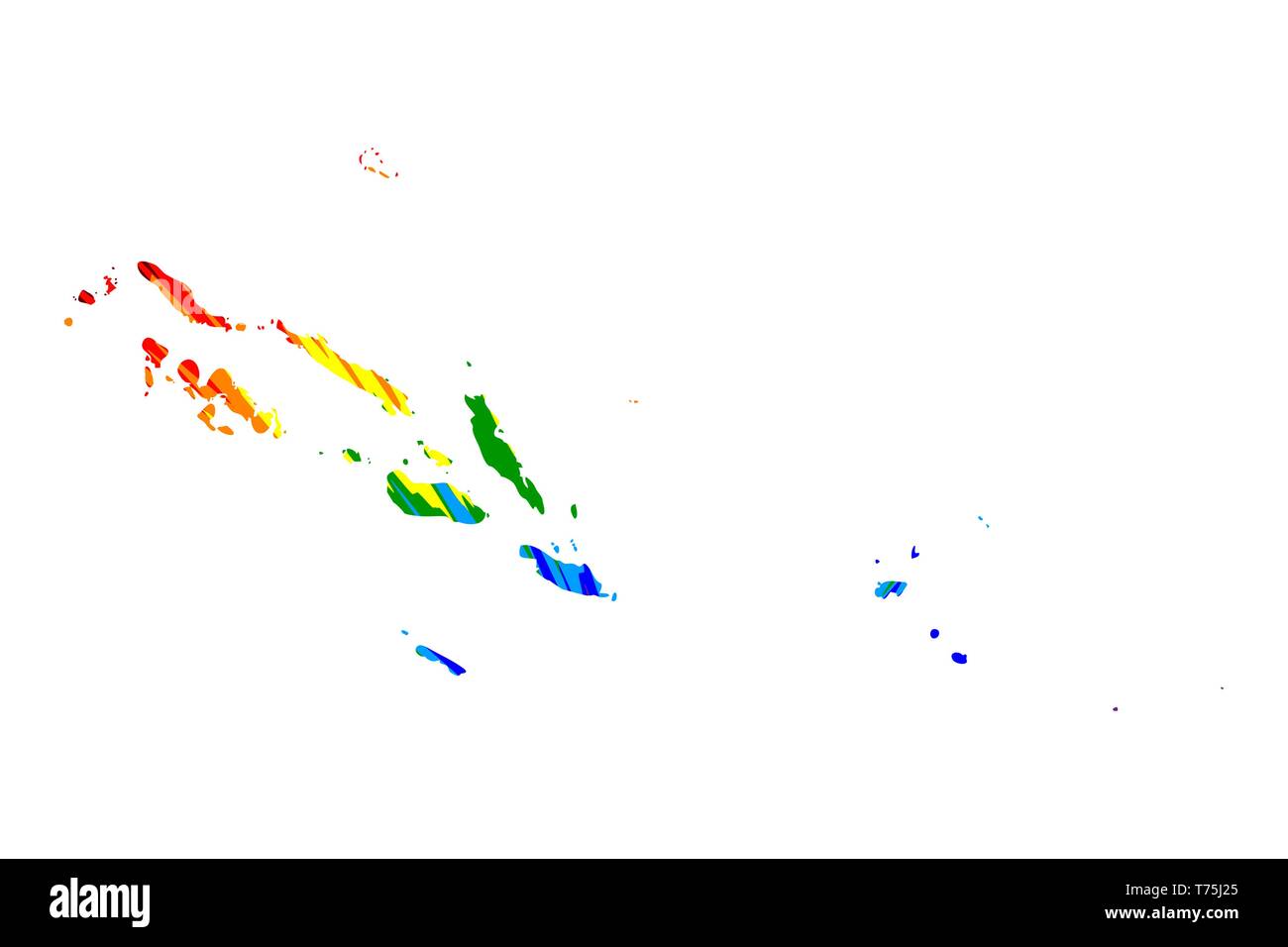 Solomon Islands - map is designed rainbow abstract colorful pattern ...