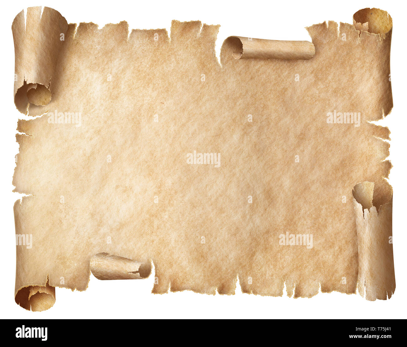 Ancient worn parchment or old papyrus isolated Stock Photo - Alamy