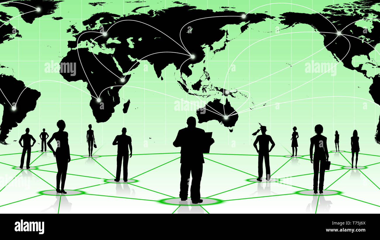 Global connection of the people social business network Stock Photo - Alamy