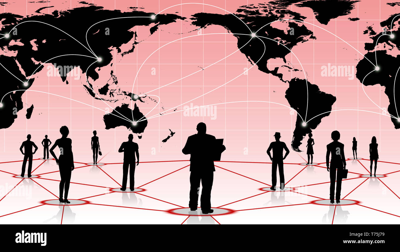 Global connection of the people social business network Stock Photo - Alamy