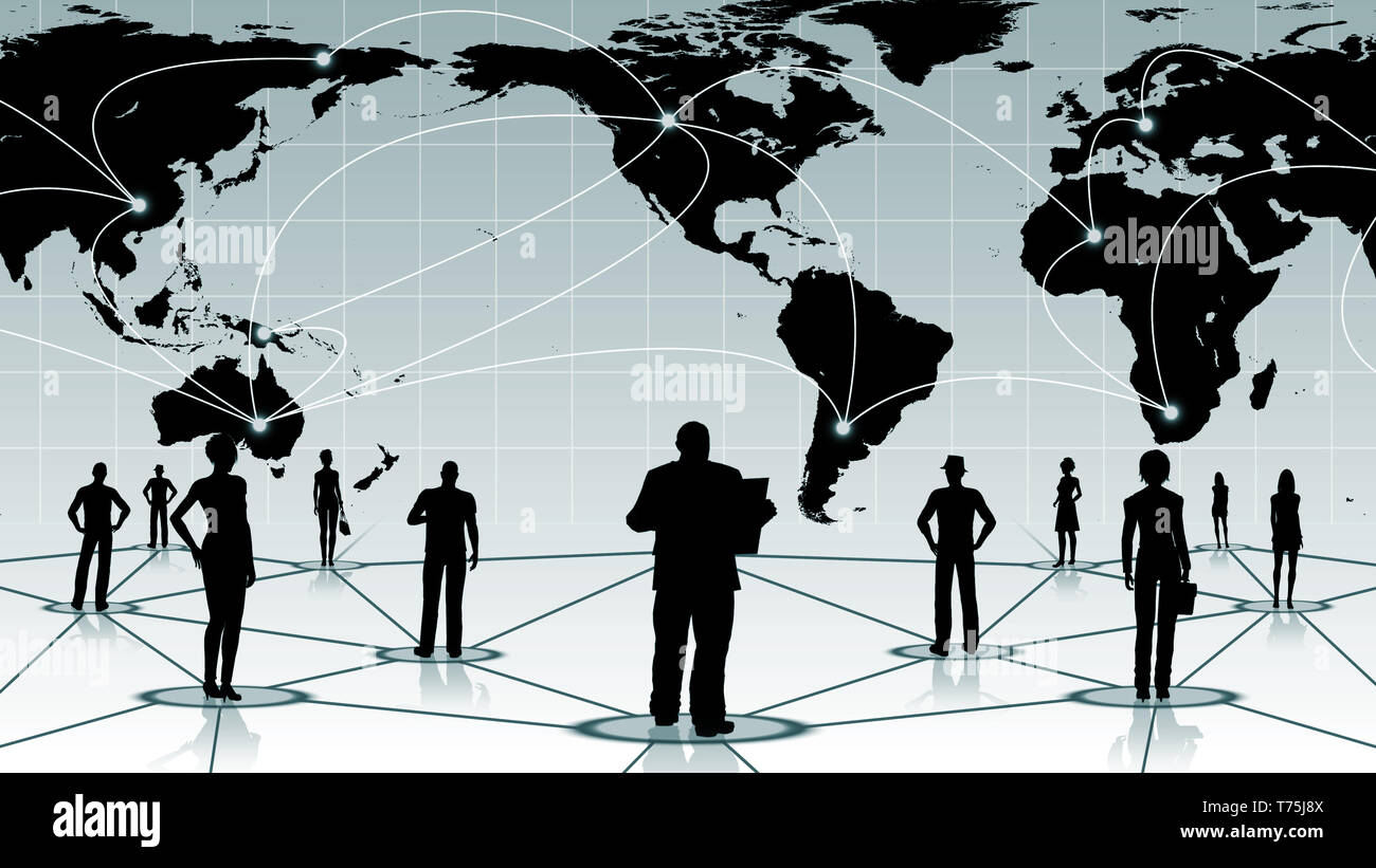 Global connection of the people social business network Stock Photo - Alamy