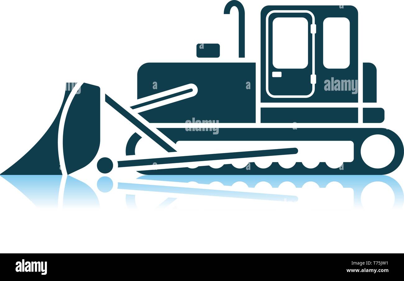 Icon Of Construction Bulldozer. Shadow Reflection Design. Vector ...