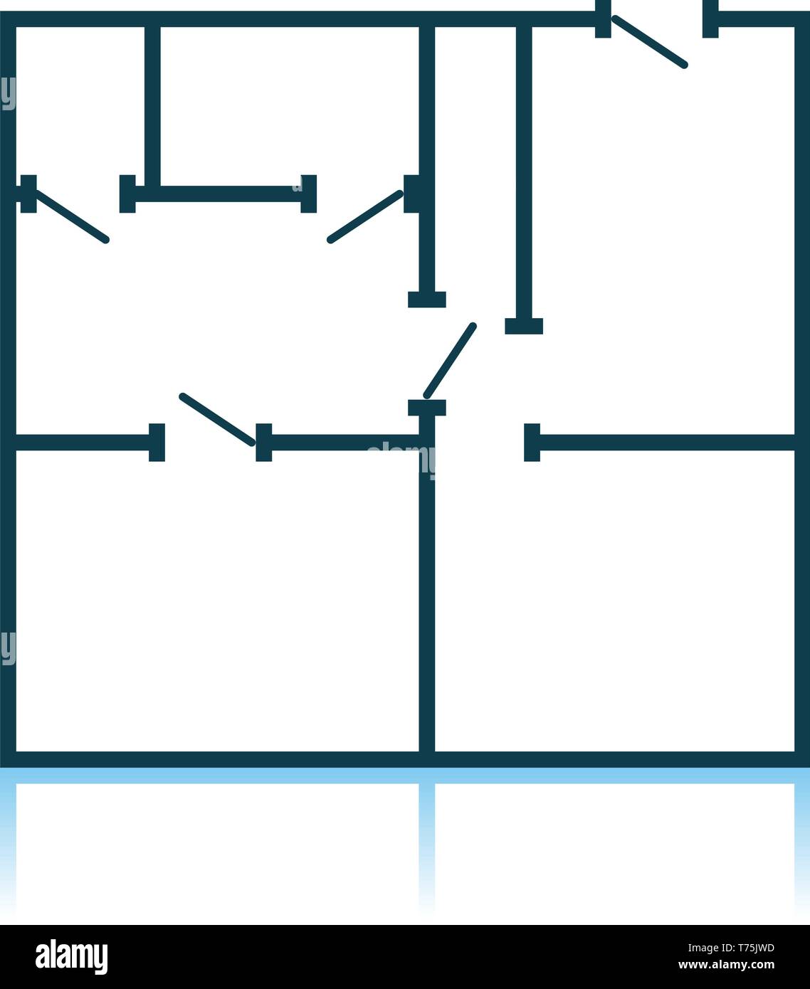 Icon Of Apartment Plan. Shadow Reflection Design. Vector Illustration ...