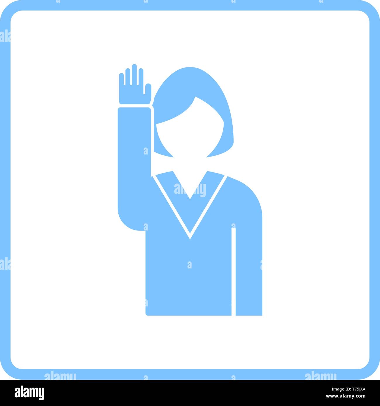 Voting Lady Icon. Blue Frame Design. Vector Illustration Stock Vector ...