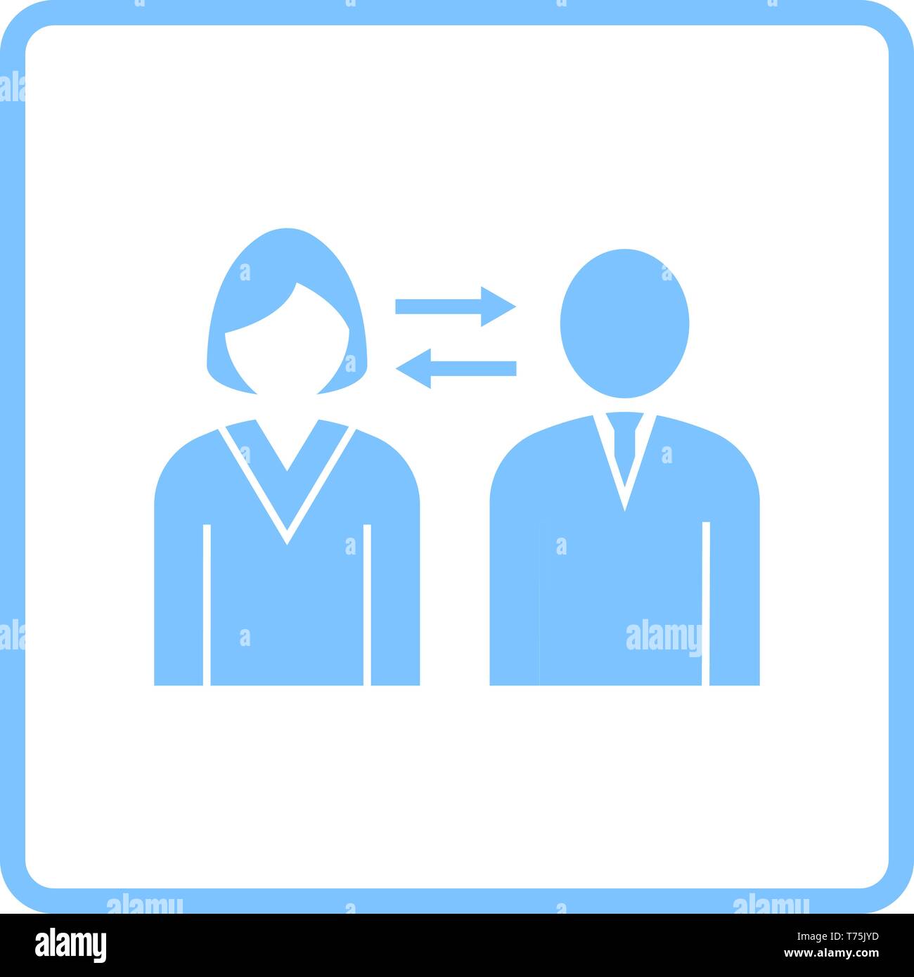 Corporate Interaction Icon. Blue Frame Design. Vector Illustration ...