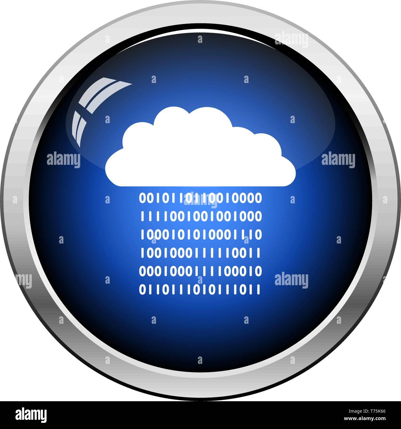 Cloud Data Stream Icon. Glossy Button Design. Vector Illustration Stock ...