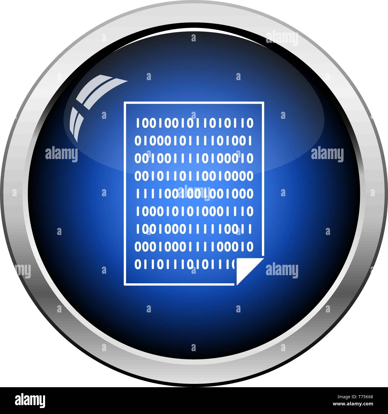 Sheet With Binary Code Icon. Glossy Button Design. Vector Illustration Stock Vector Image & Art ...