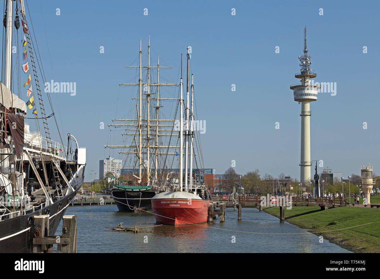 museum-harbour and television tower, Bremerhaven, Bremen, Germany Stock ...