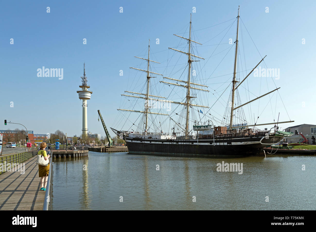 museum-harbour and television tower, Bremerhaven, Bremen, Germany Stock ...