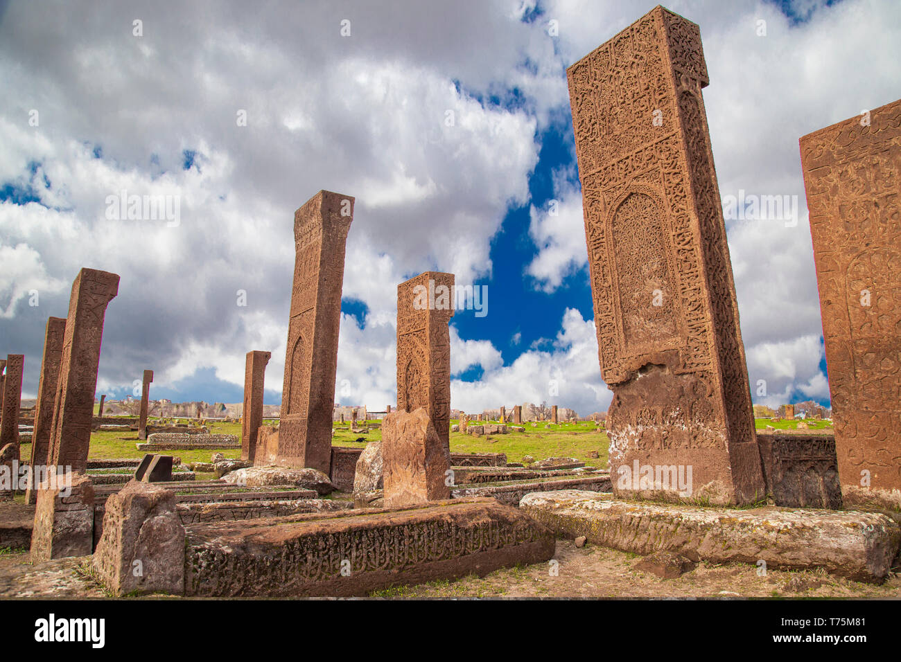 Ancient Turkish Cemetery and Gravestones Stock Photo - Alamy