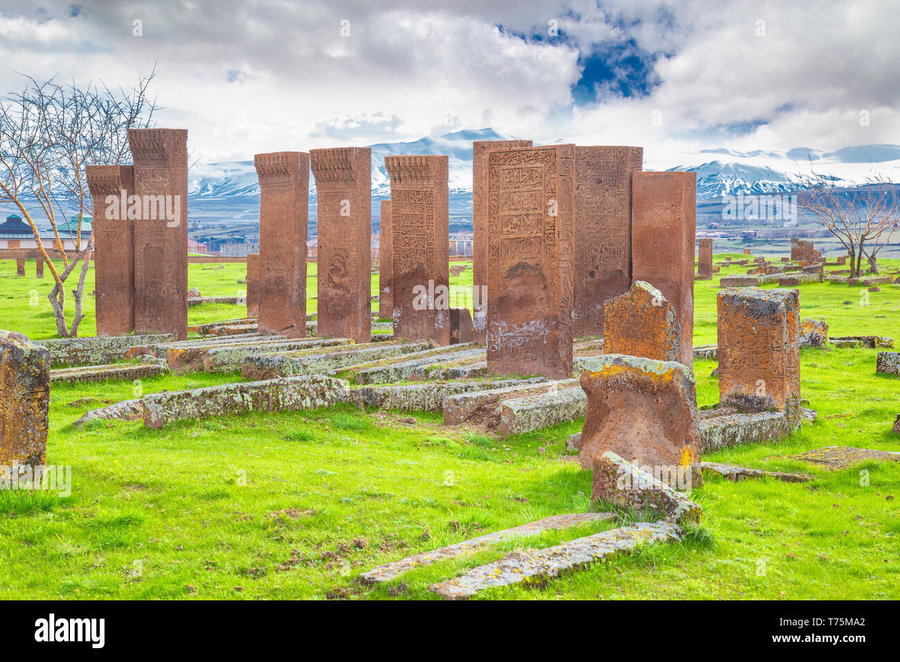 Ancient Turkish Cemetery and Gravestones Stock Photo - Alamy