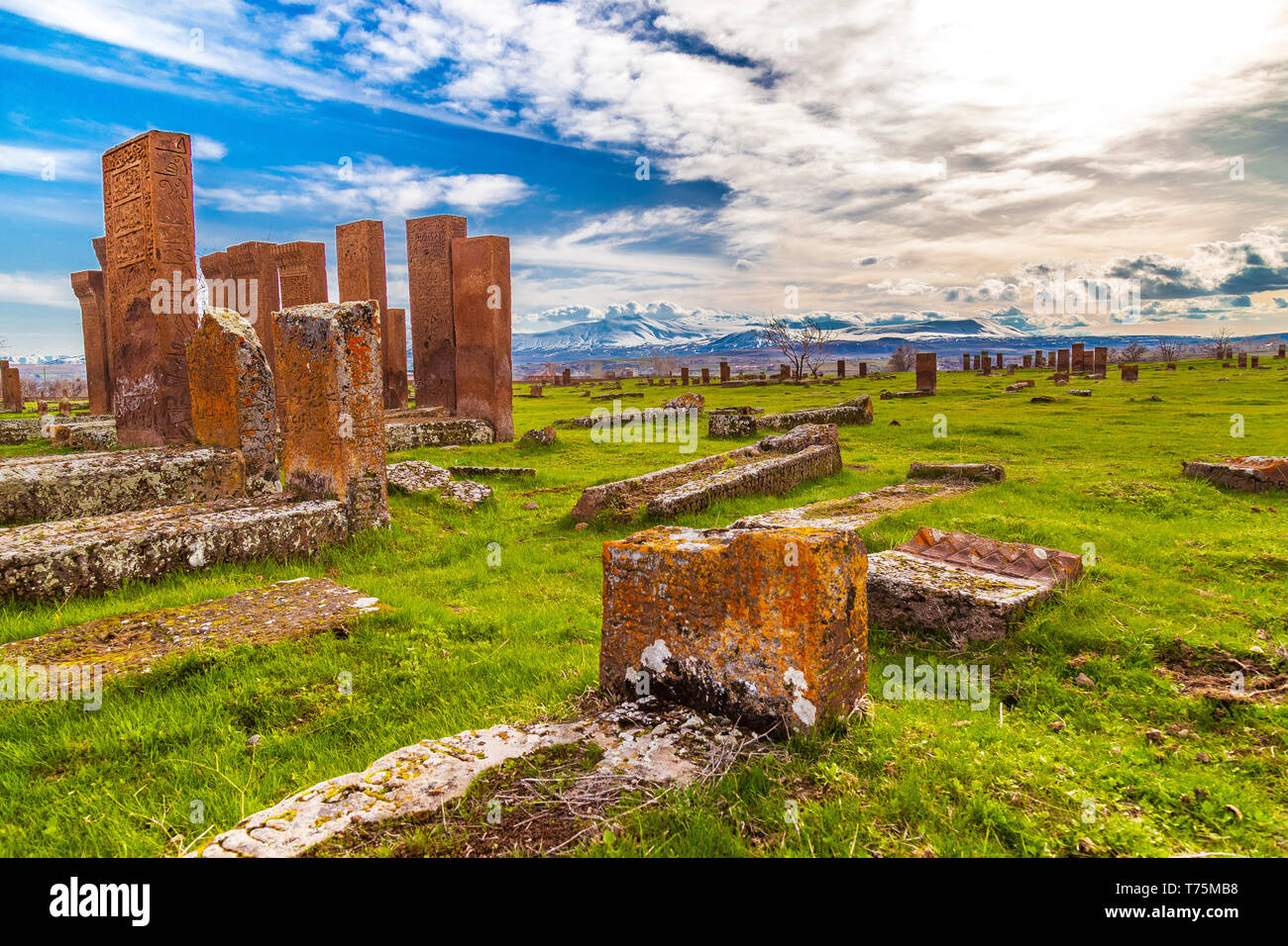 Ancient Turkish Cemetery and Gravestones Stock Photo - Alamy