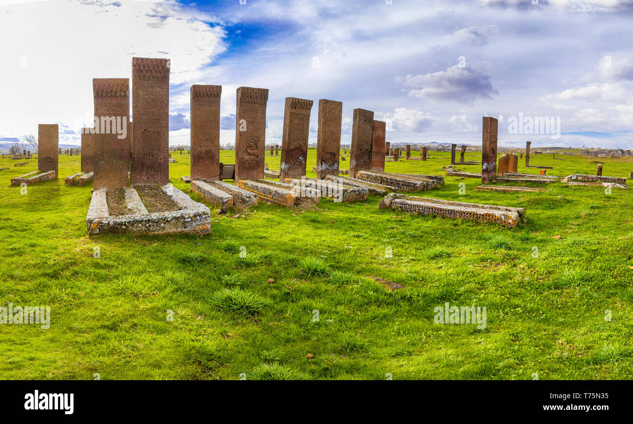 Ancient Turkish Cemetery and Gravestones Panorama Stock Photo - Alamy