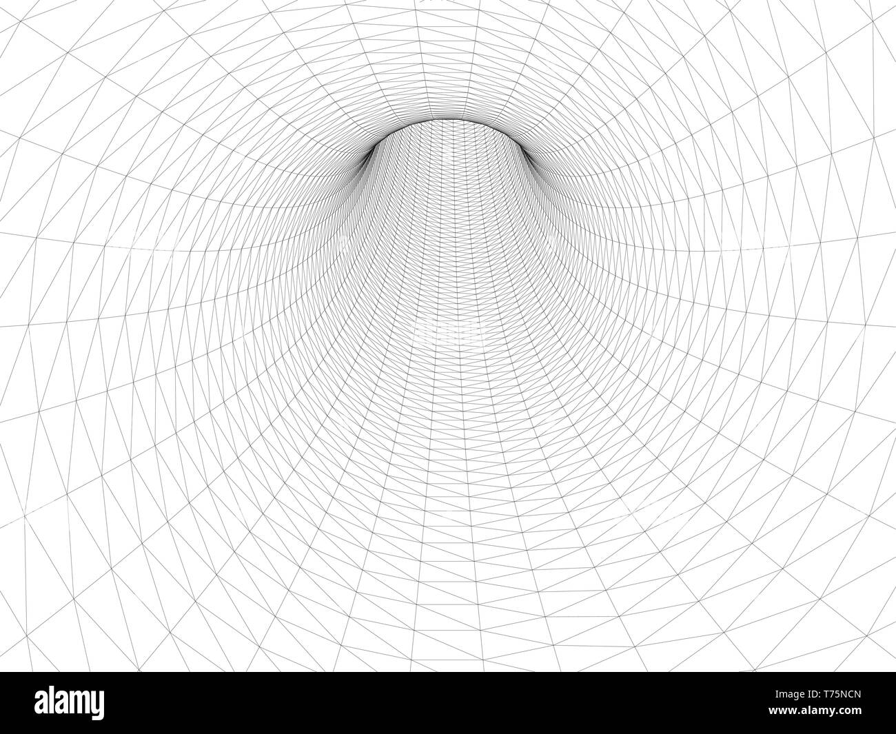 Wireframed hole. Vector abstract digital background. 3D tunnel grid ...